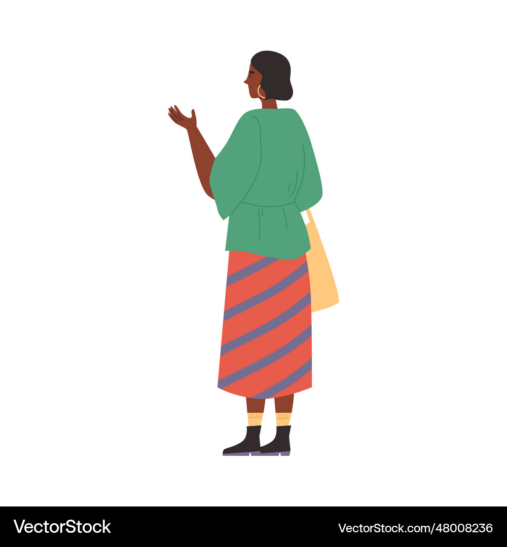 Fashionable woman standing backside flat Vector Image