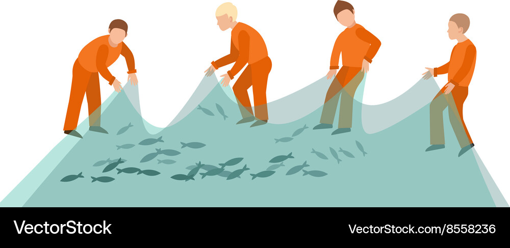 Fishing net fish sea catch instrument and Vector Image