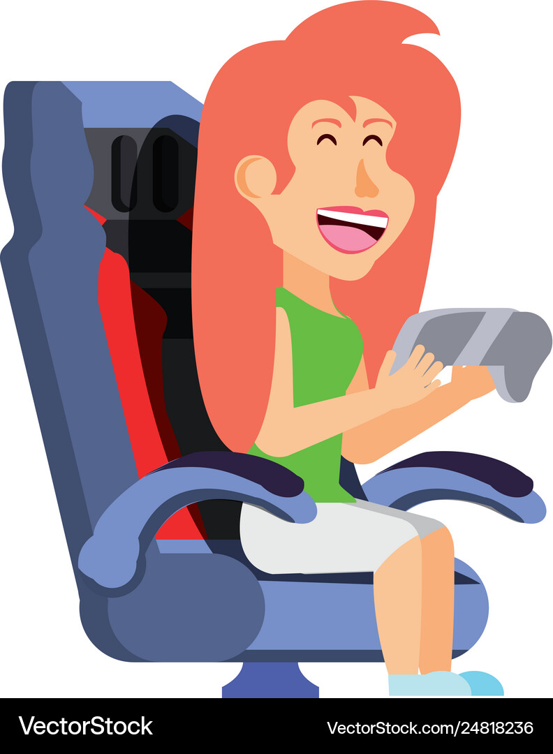 Girl sitting playing video game Royalty Free Vector Image