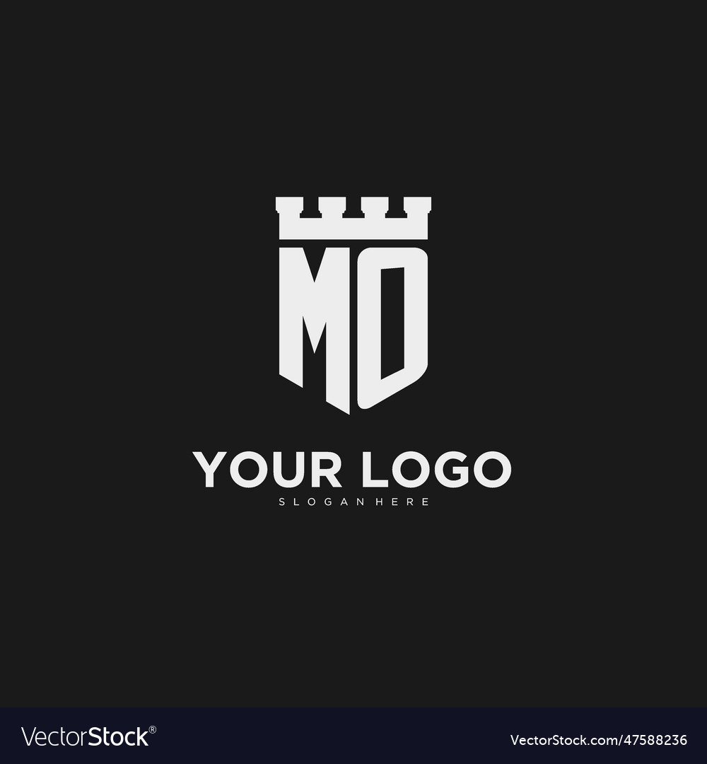 Initials mo logo monogram with shield Royalty Free Vector