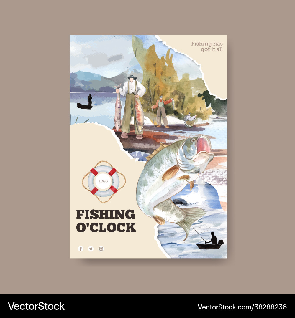 Poster template with fishing camp Royalty Free Vector Image