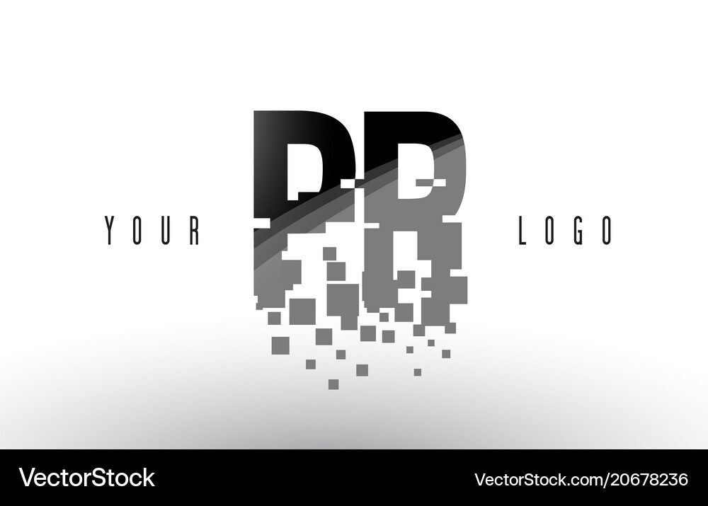 Pr p r pixel letter logo with digital shattered Vector Image