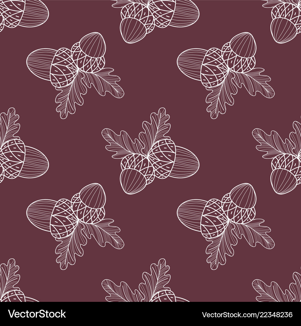 Seamless pattern of oak leaves and acorns Vector Image
