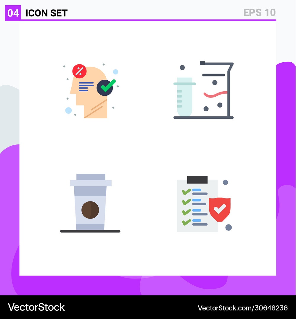 Set 4 commercial flat icons pack for brain Vector Image