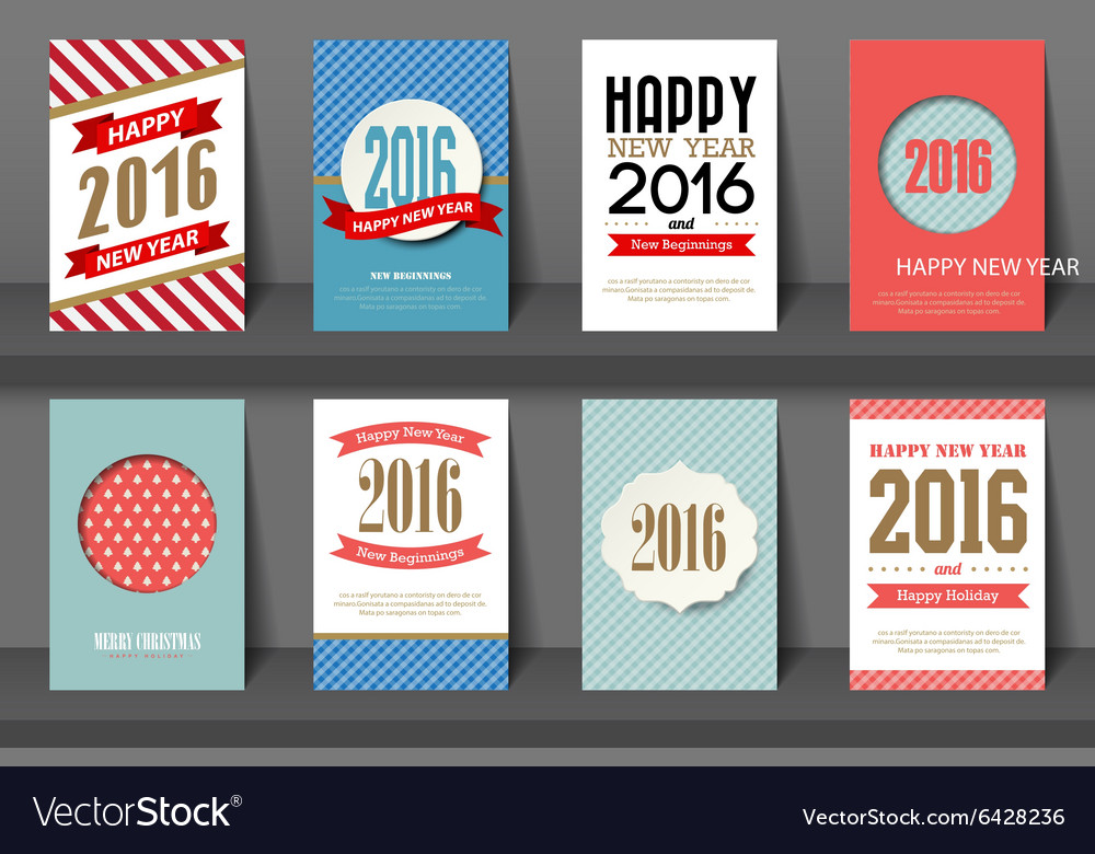 Set of happy new year brochures in vintage style Vector Image
