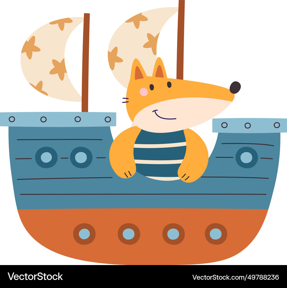 Ship with fox Royalty Free Vector Image - VectorStock