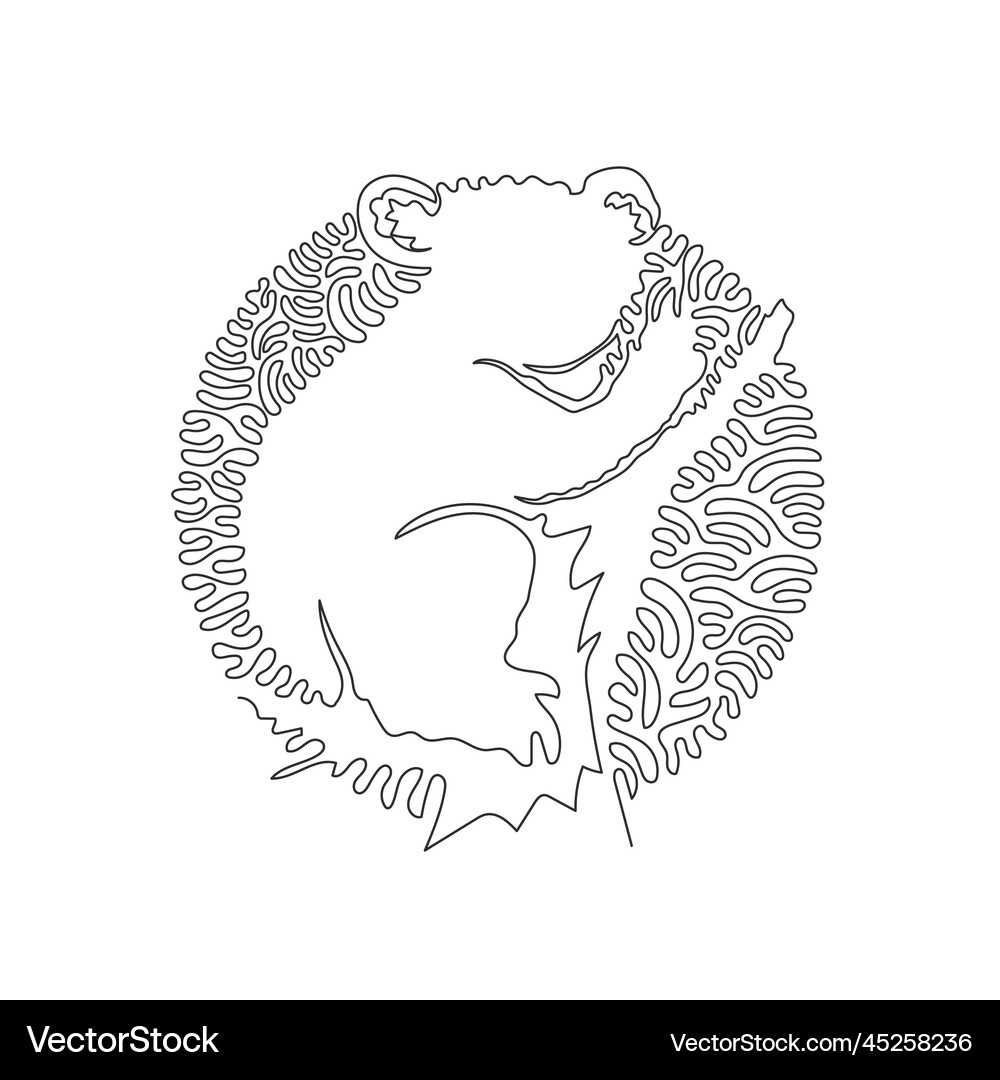 Single swirl continuous line drawing of cute Vector Image