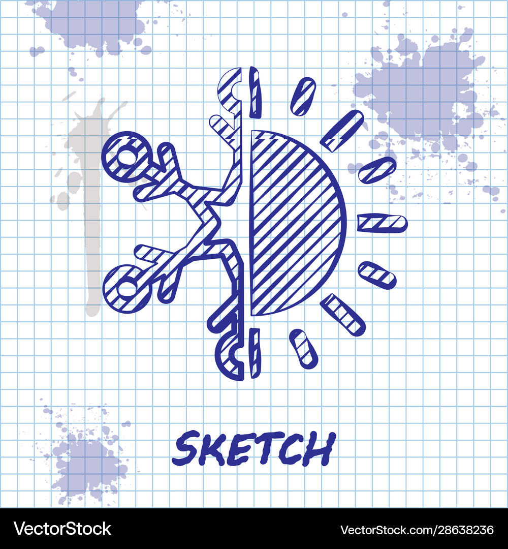 Sketch line hot and cold symbol sun snowflake Vector Image