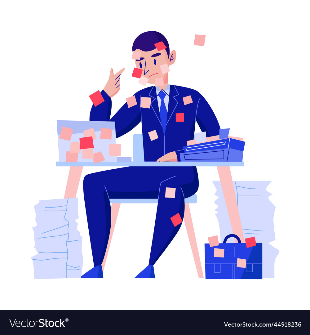 Sticky notes management composition Royalty Free Vector