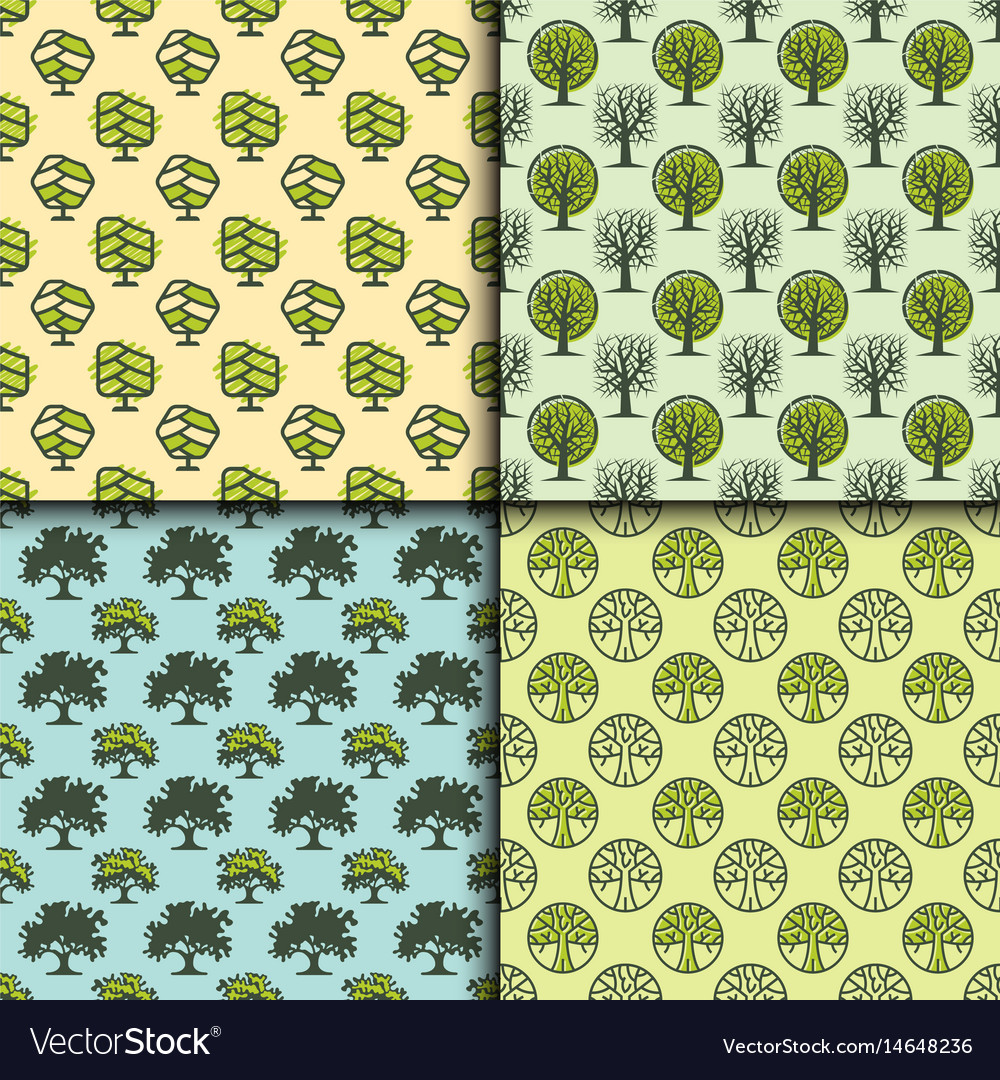 Tree outdoor travel green seamless pattern forest Vector Image