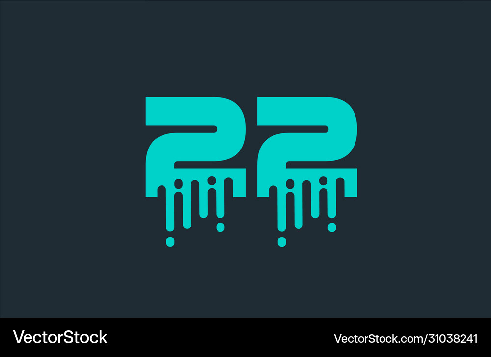 22 blue number logo icon with line design Vector Image
