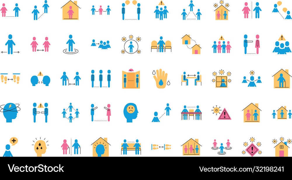 Bundle distance social set icons Royalty Free Vector Image