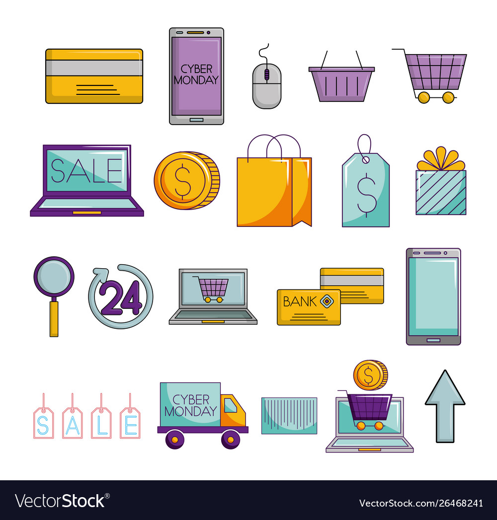 Bundle ecommerce set icons Royalty Free Vector Image