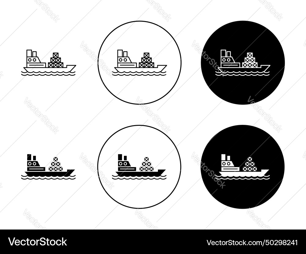 Frachtschiff Symbol gesetzt Seefrachtschiff Symbol