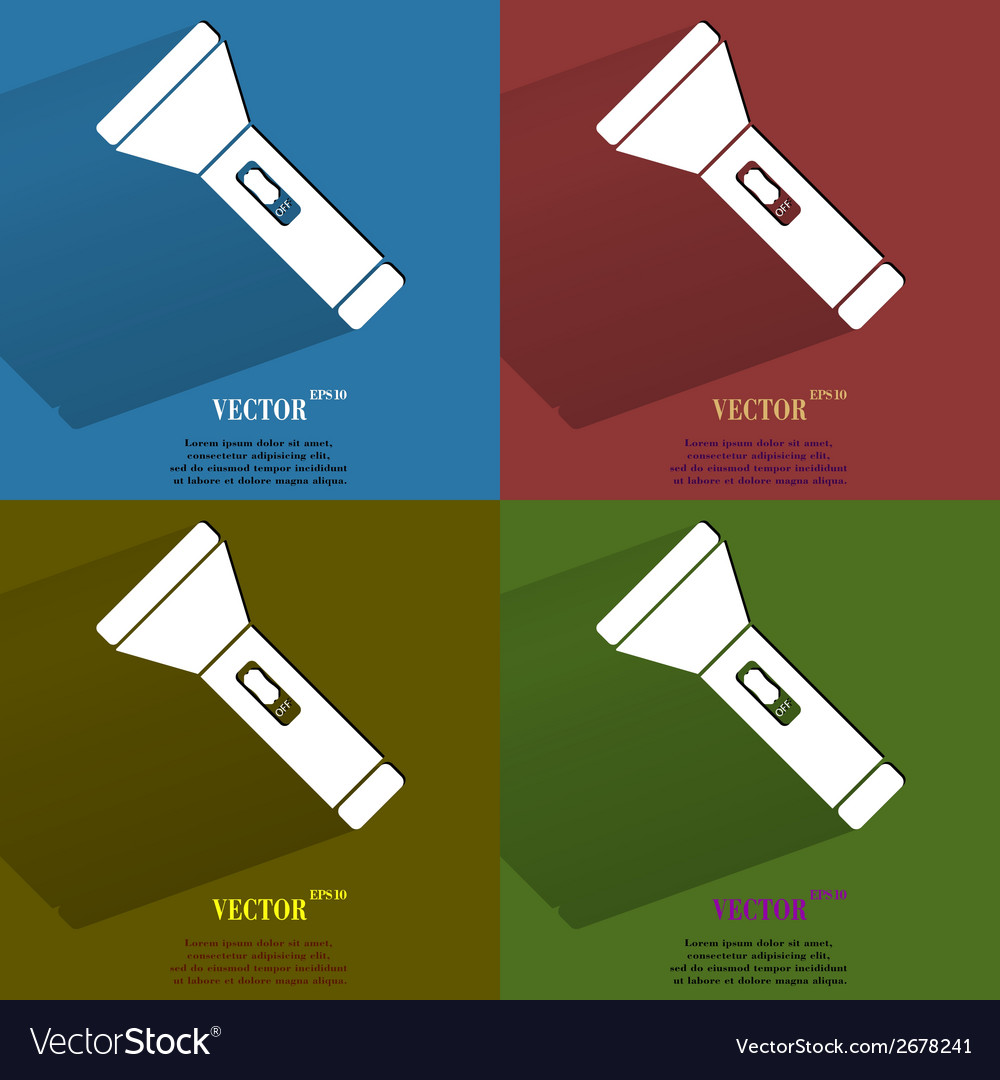 Color set flashlight flat modern web button Vector Image