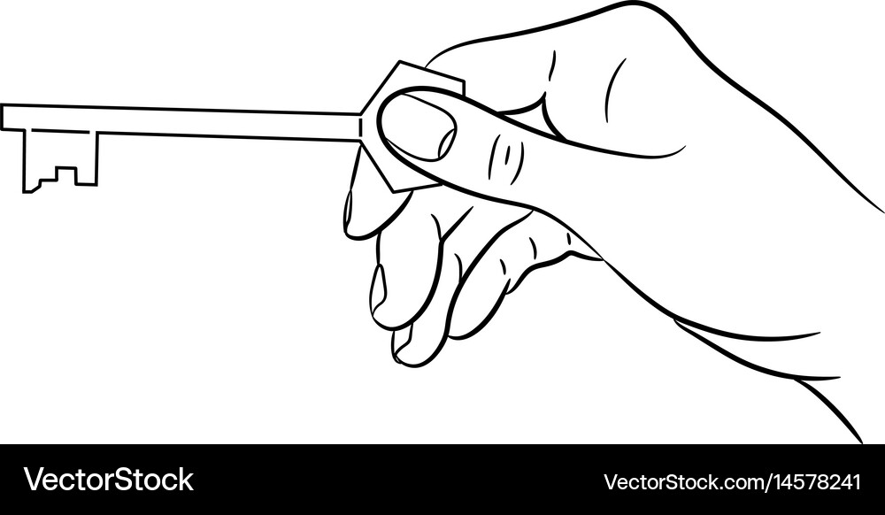 Female hand holding a key on white background Vector Image