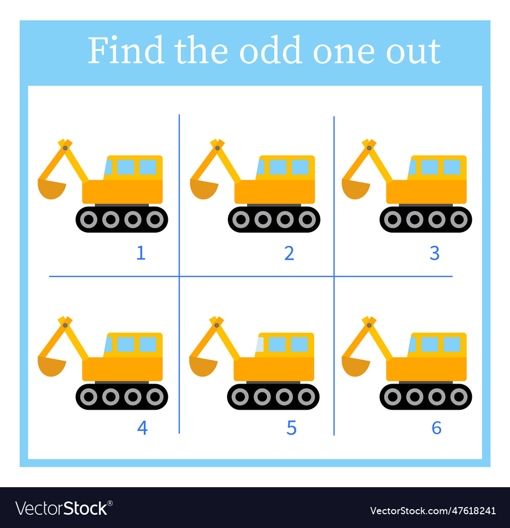 Find the odd one out logic puzzle for children Vector Image