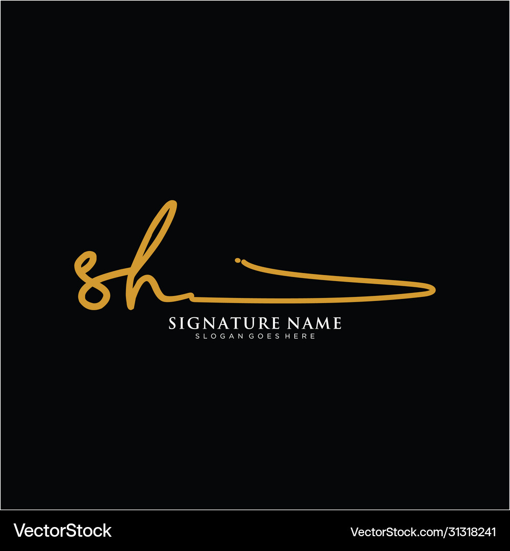 Letter sh signature logo template Royalty Free Vector Image
