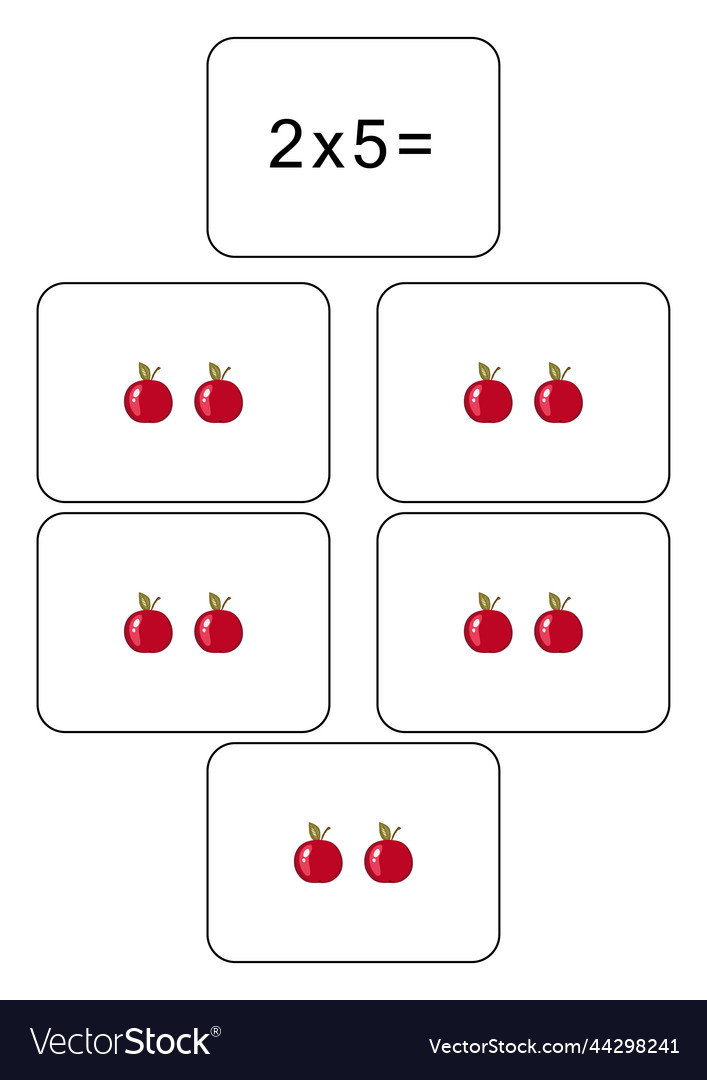 Multiplication table of 2 maths card Royalty Free Vector