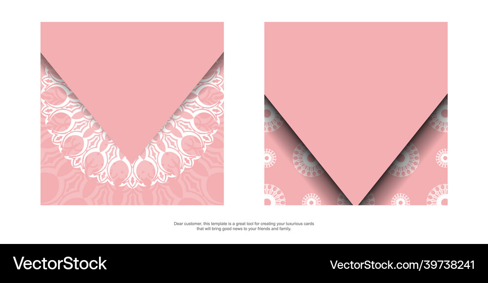 Postcard in pink color with greek white pattern Vector Image