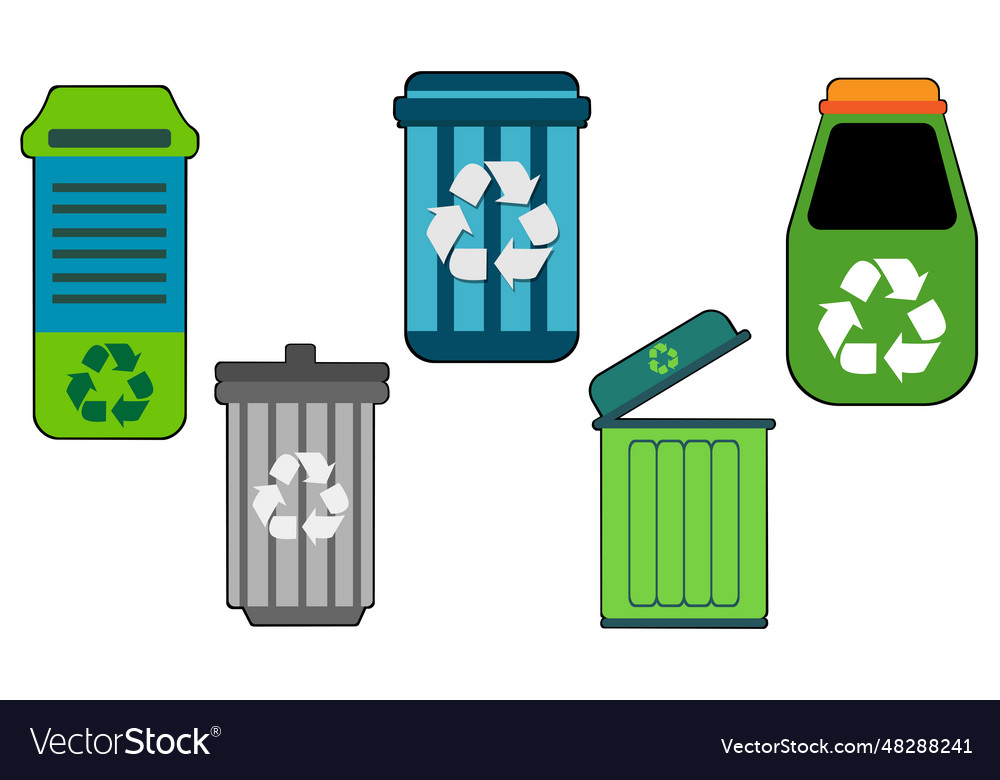 Recycle bin clipart set flat design Royalty Free Vector