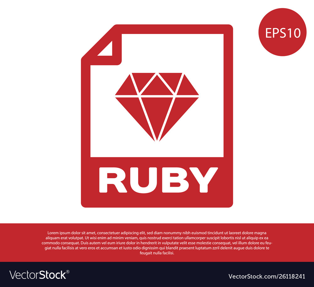 Red ruby file document icon download ruby button Vector Image Red ruby file document icon download ruby button Vector Image