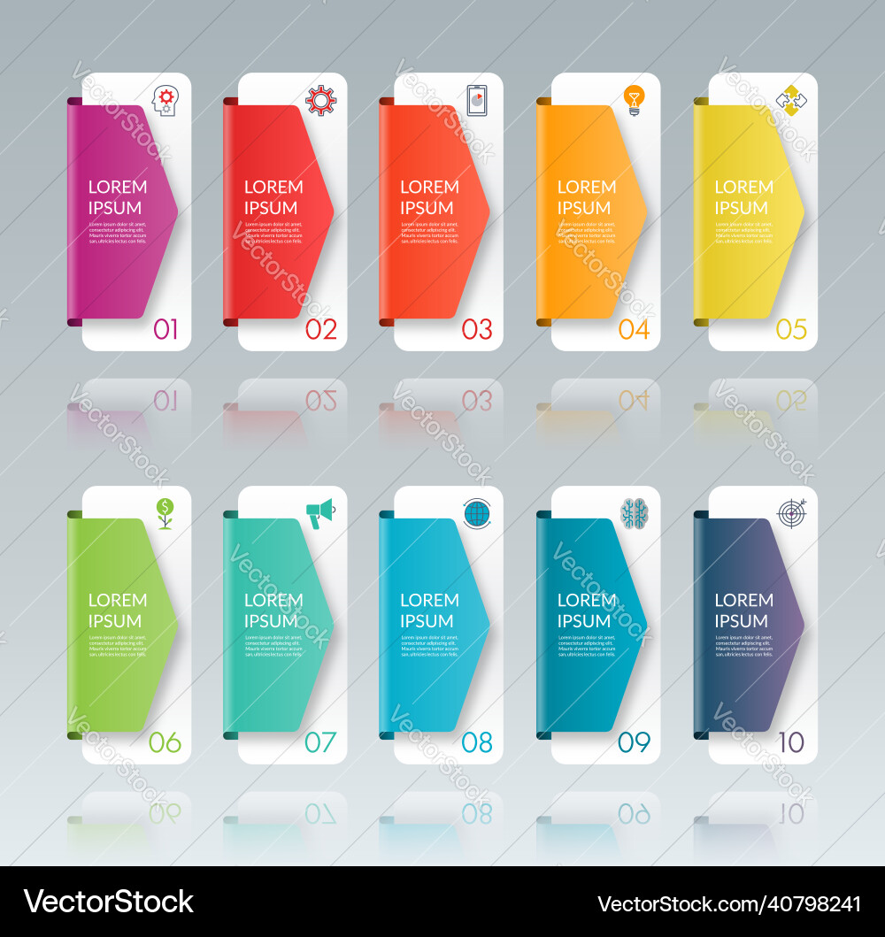 Set of 10 infographic arrow design elements Vector Image