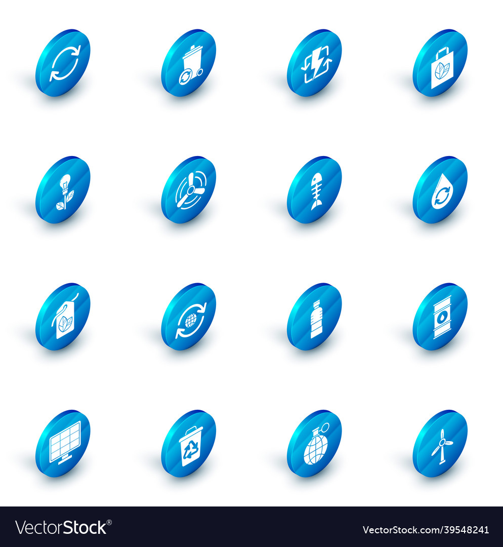 Set recycle bin with recycle symbol recharging Vector Image