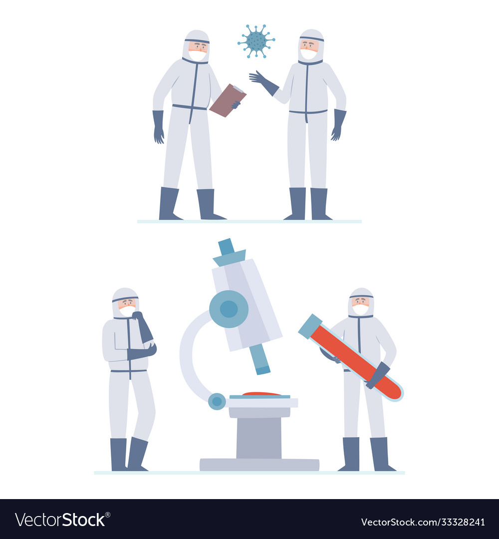 Tiny doctors - scientists Royalty Free Vector Image