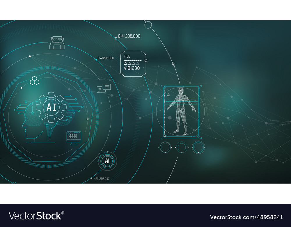 Virtual infographics with artificial intelligence Vector Image