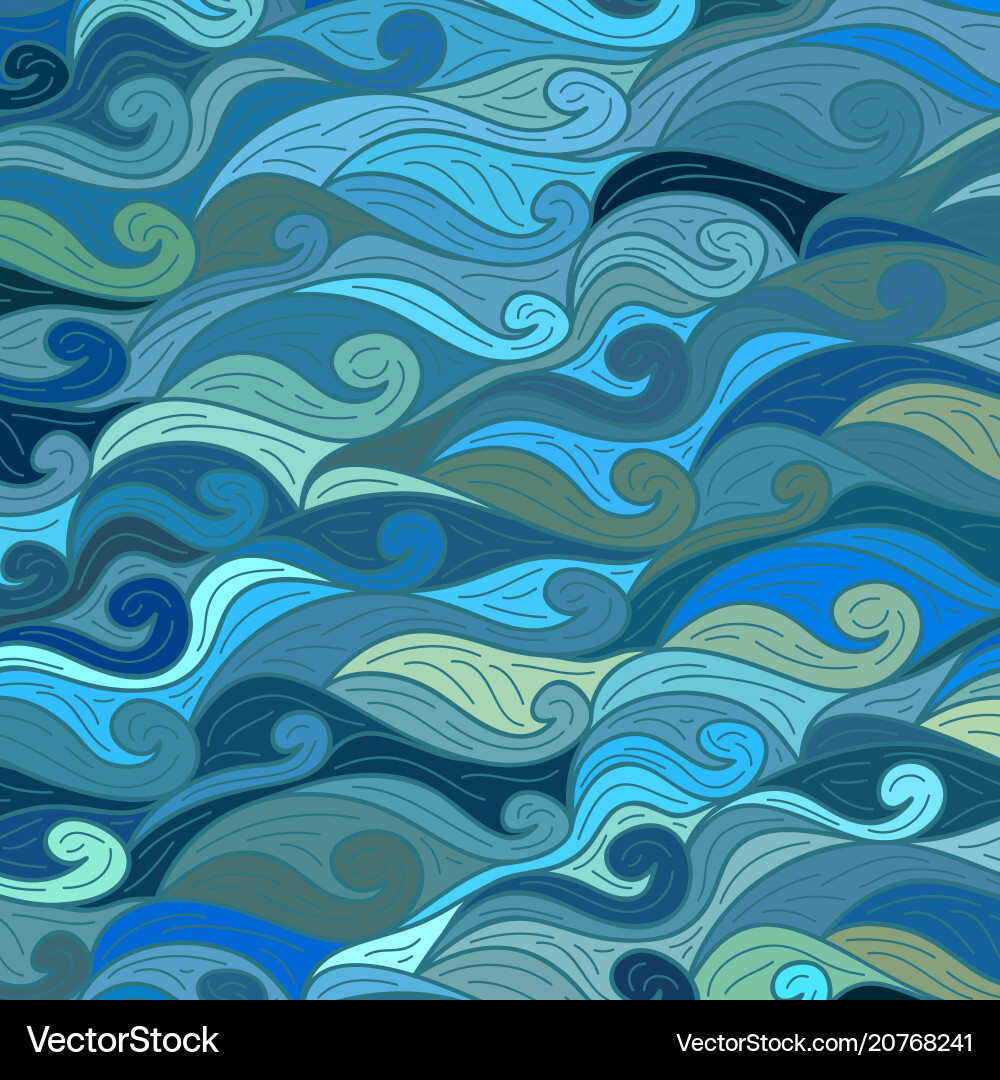 Wave background of doodle hand drawn lines Vector Image