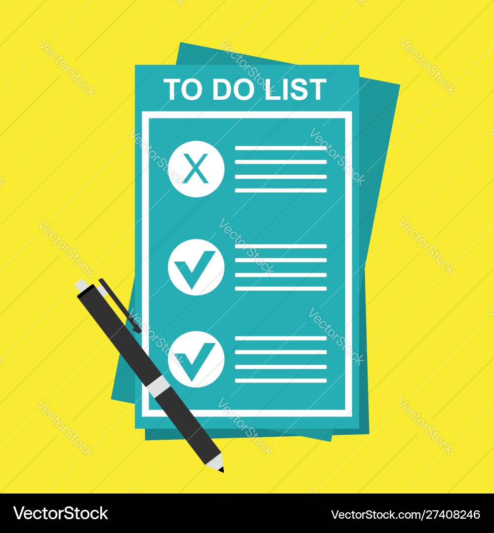 Checklist on to do list form with man signing Vector Image
