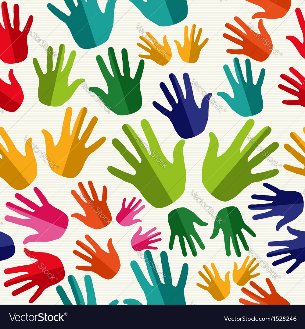 Diversity human hands seamless pattern Royalty Free Vector