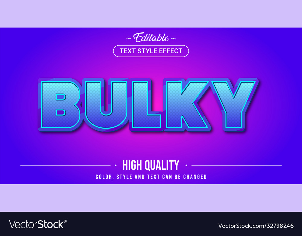 Editable text style effect - bulky theme Vector Image