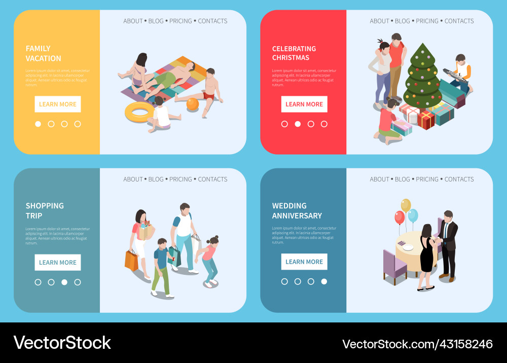 Family holidays banners set Royalty Free Vector Image
