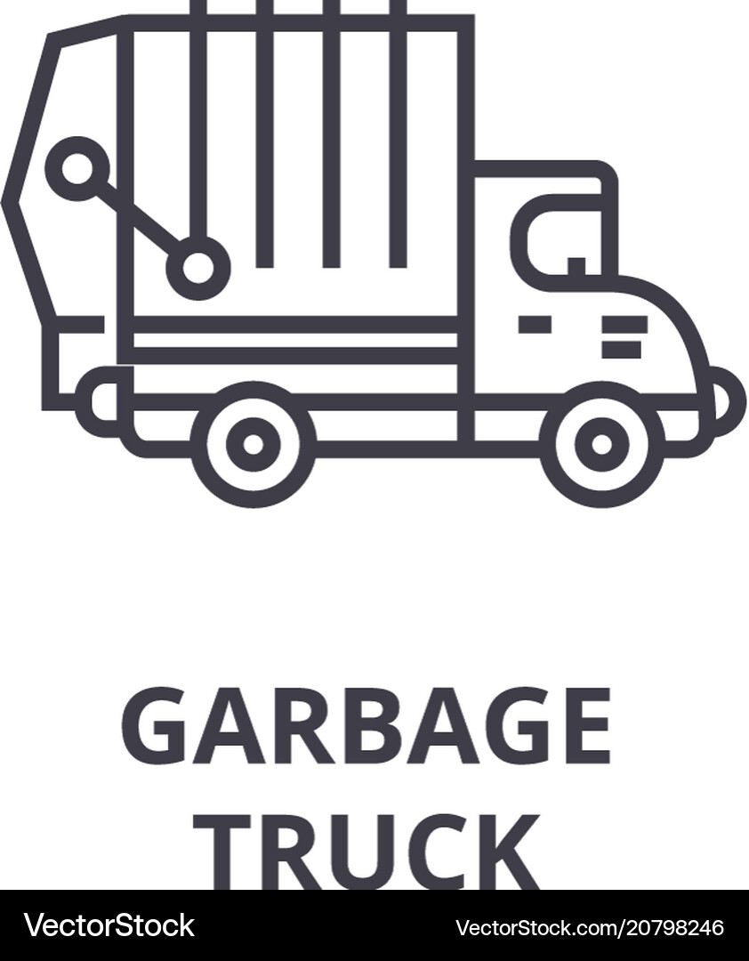 Garbage truck line icon sign Royalty Free Vector Image
