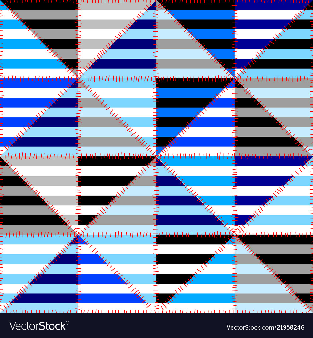 Horizontal blue strips pattern in a patchwork Vector Image