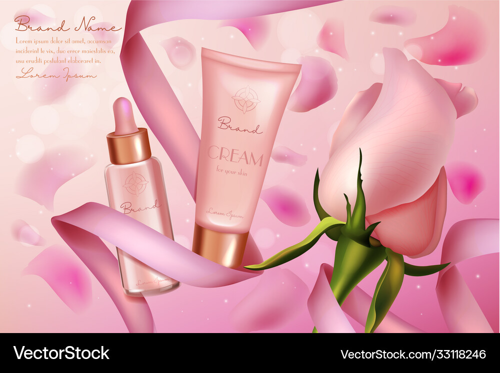 Pink Rose Beauty Cosmetics Royalty Free Vector Image