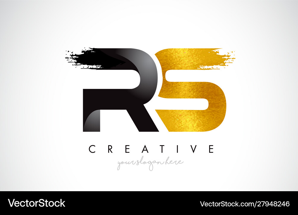 Rs letter design with brush stroke and modern 3d Vector Image