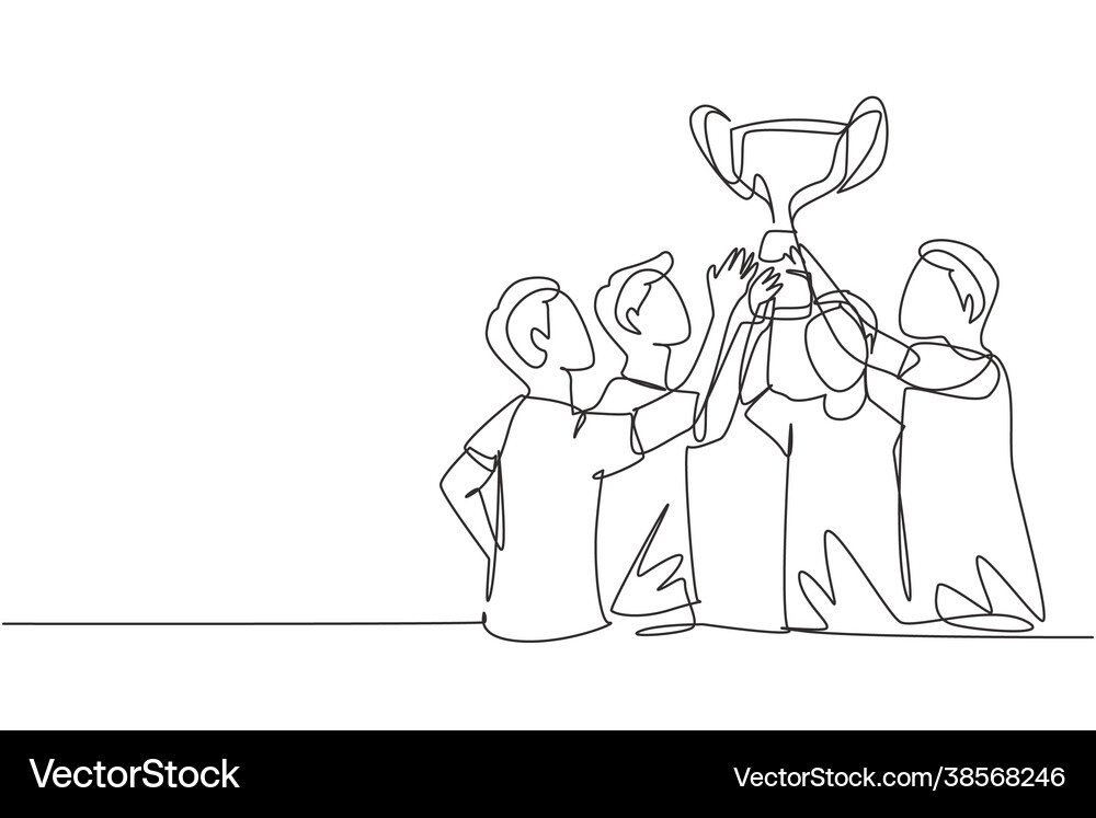 Single one line drawing male athlete team Vector Image