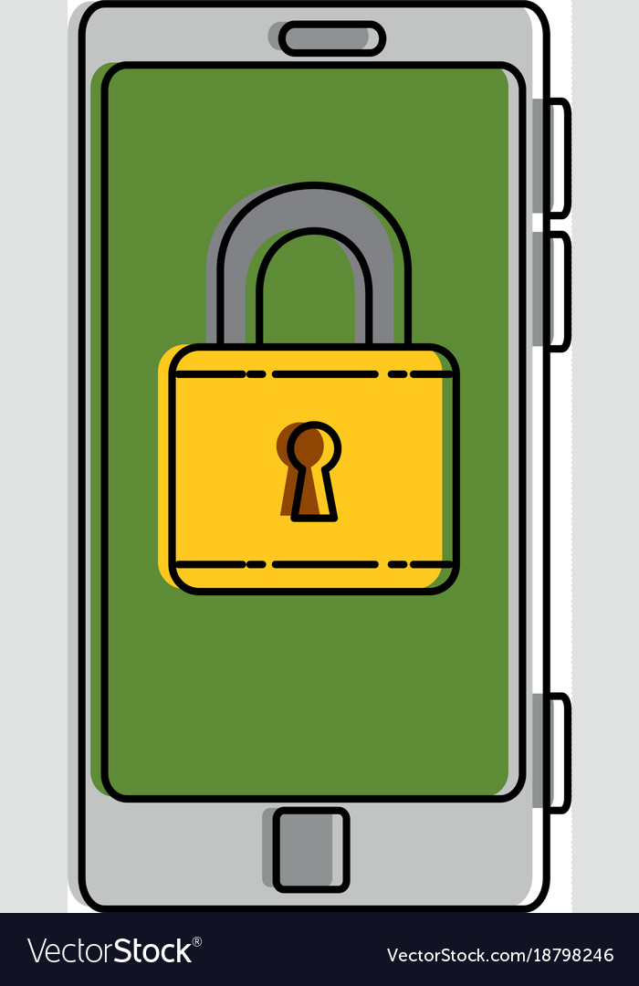 Smartphone device with padlock Royalty Free Vector Image