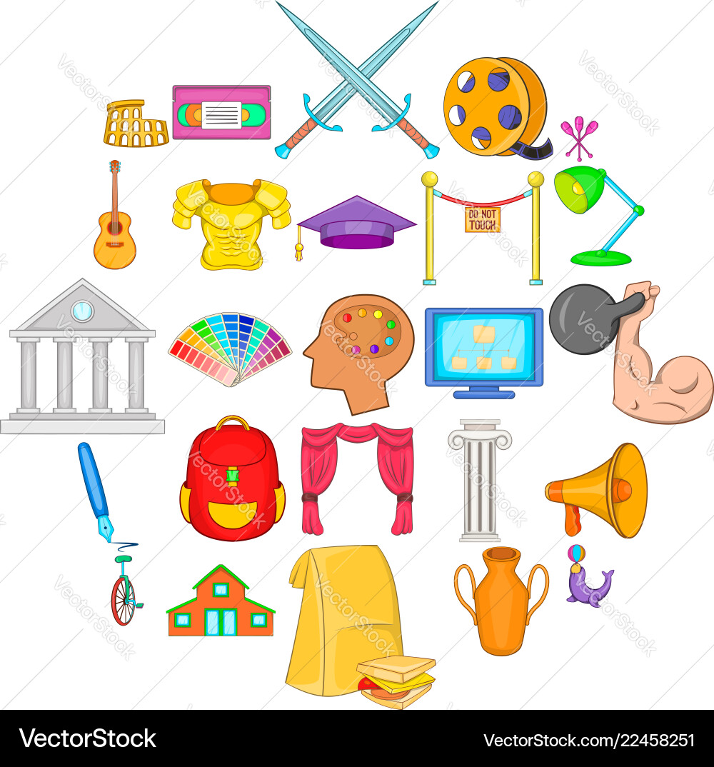 Art skill icons set cartoon style Royalty Free Vector Image