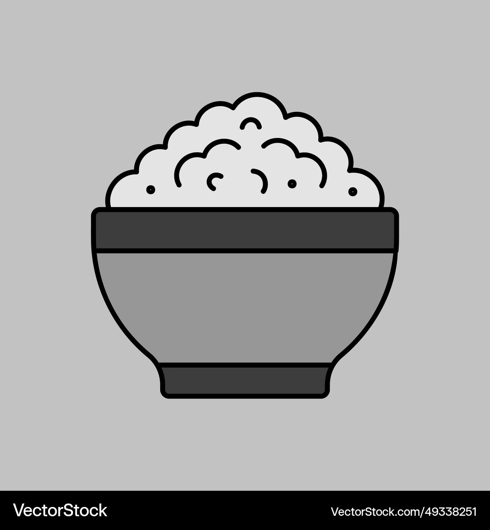 Cottage cheese in bowl grayscale icon Royalty Free Vector