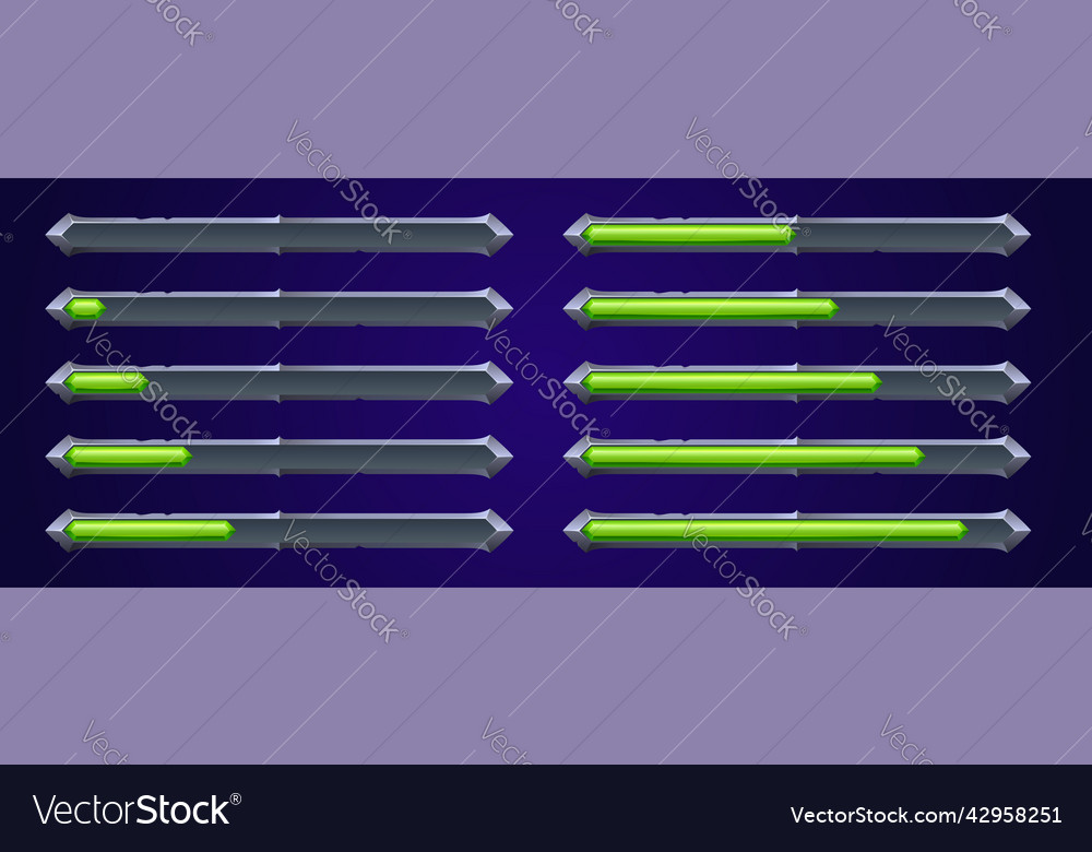 Game ui loading progress bars cartoon set Vector Image