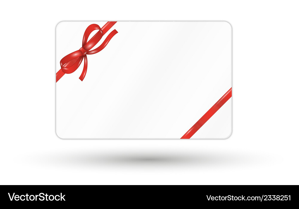 Gift card with red ribbon and bow Royalty Free Vector Image