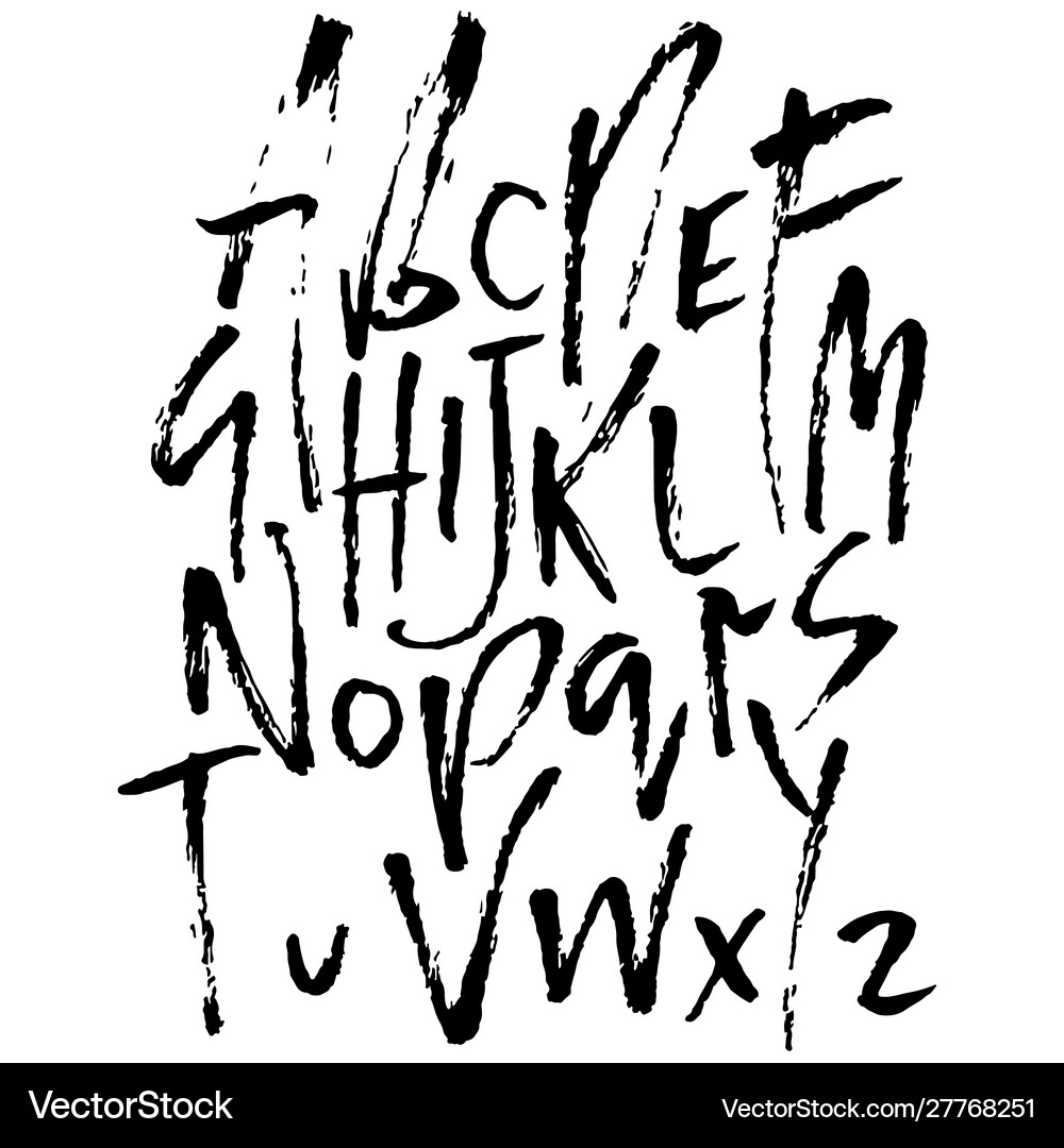 Hand drawn dry brush font modern brush lettering Vector Image