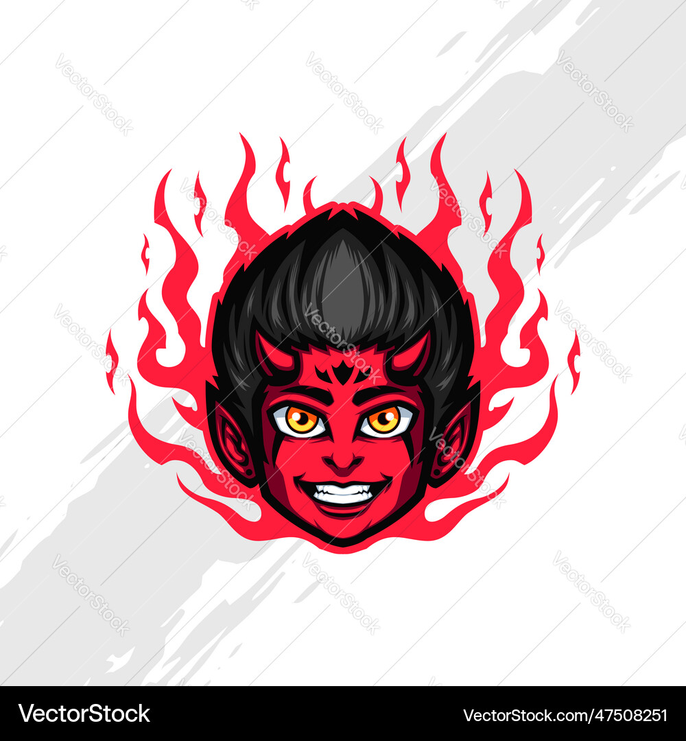 Head of a devilish boy mascot logo Royalty Free Vector Image