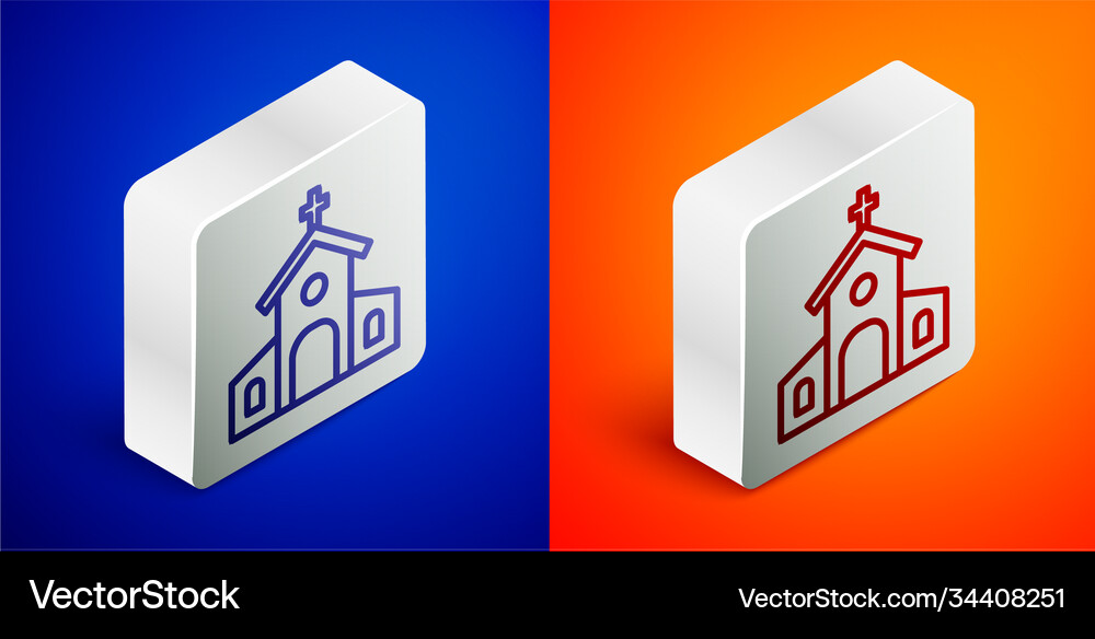 Isometric line church building icon isolated Vector Image