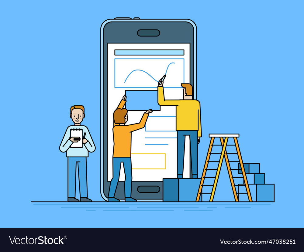 Mobile app design and user interface development Vector Image Mobile app design and user interface development Vector Image