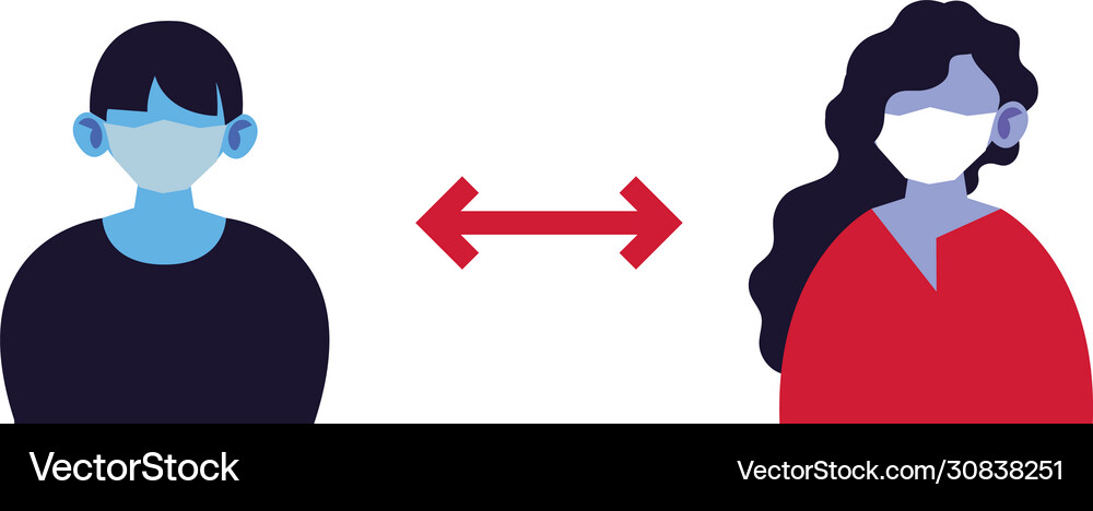 People keep social distance on white background Vector Image